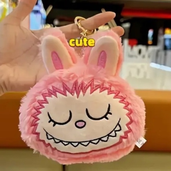 Bags | Charming Pink Labubu Plush Coin Pouch Bag Charm | Poshmark